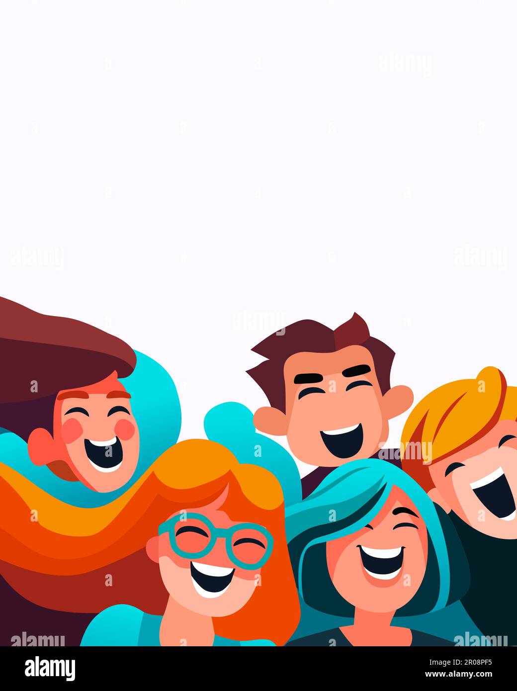 Group of happy smiling people on white background. Vector illustration ...