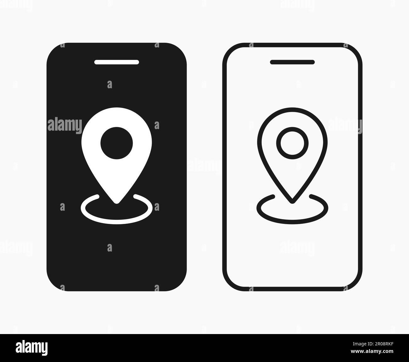smartphone location pin simple line shape icon vector flat illustration ...