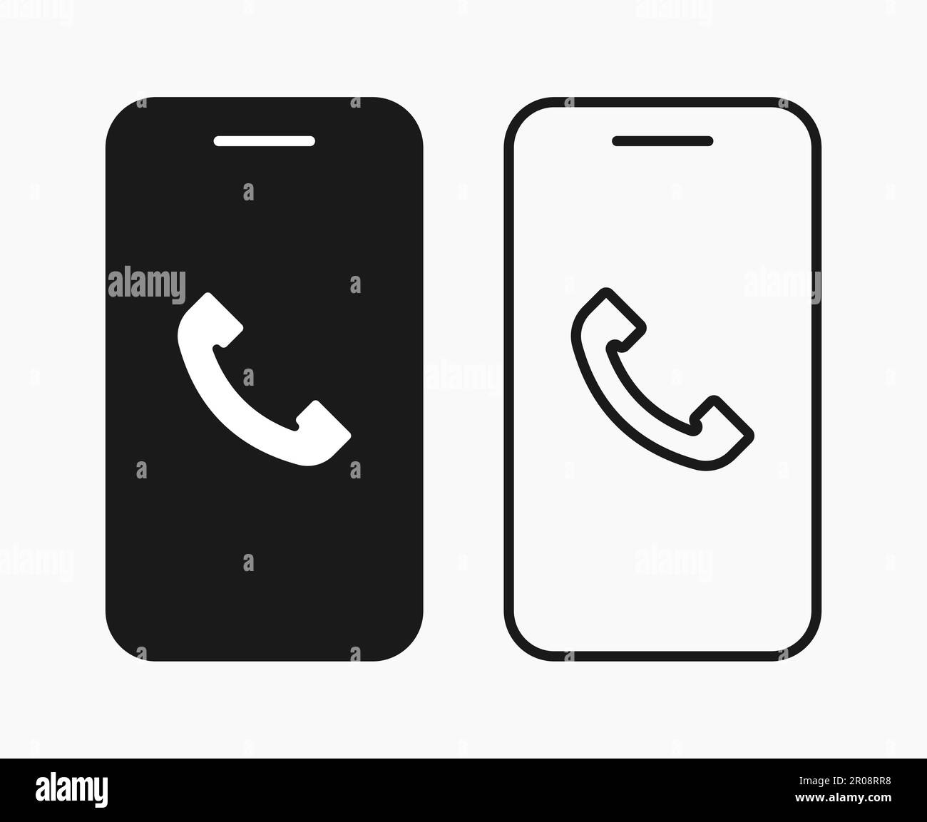 smartphone call ring simple line shape icon vector flat illustration ...