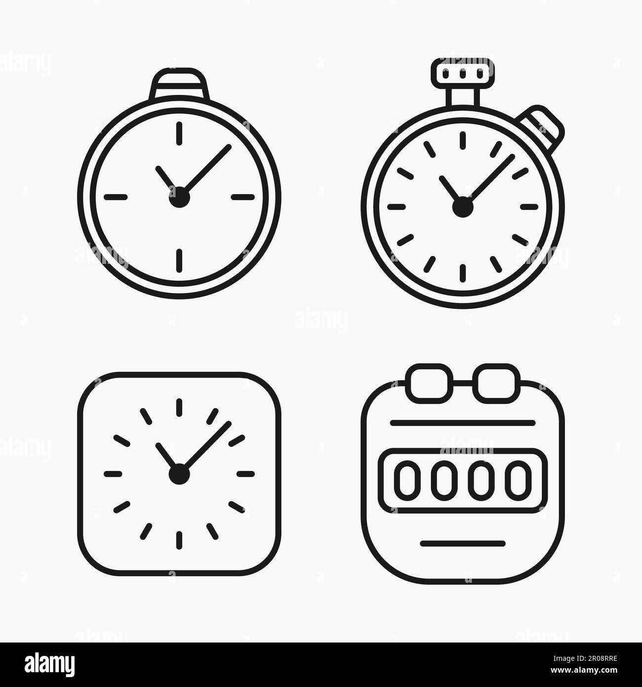 Stopwatch Timer Basic Line Icon Set Vector Flat Illustration Stock Vector Image And Art Alamy