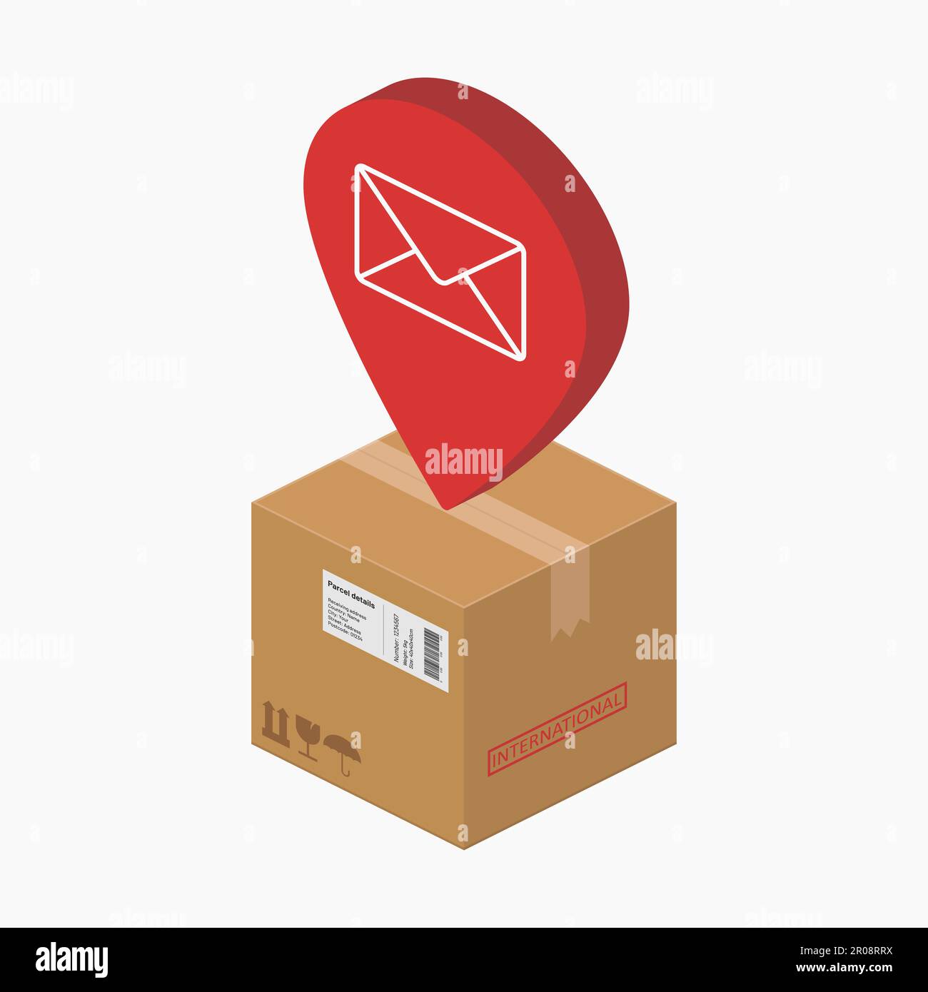 isometric cardboard box packages parcel detailed pin icon vector flat ...