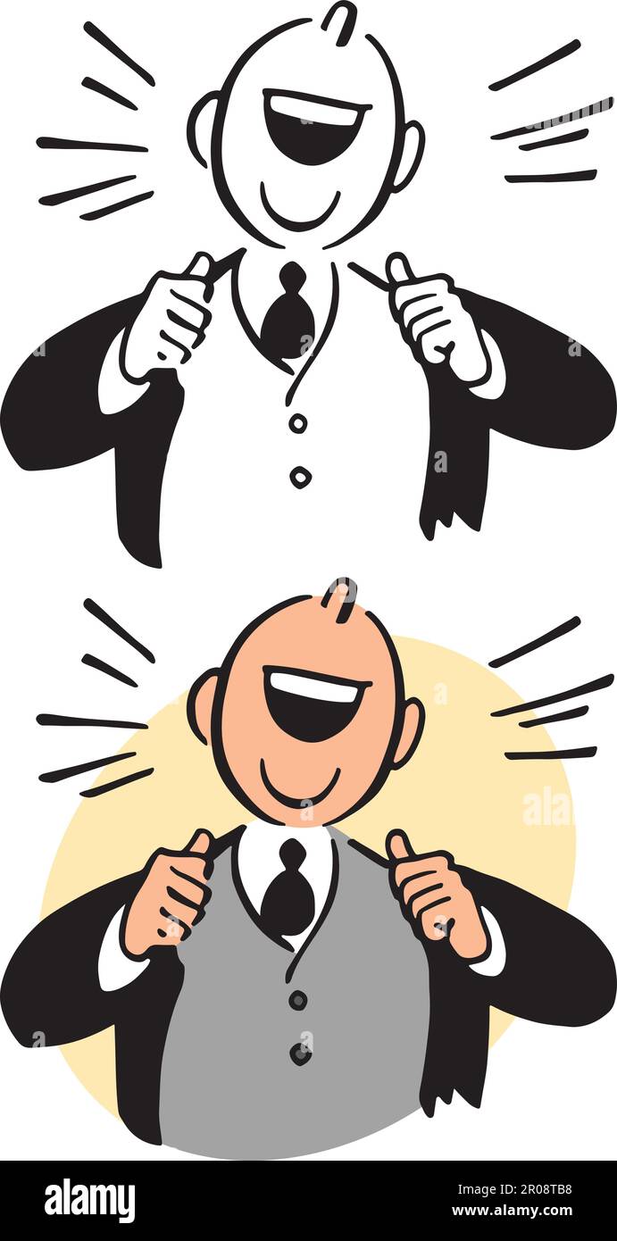 A vintage retro cartoon of a proud businessman boasting about his ...