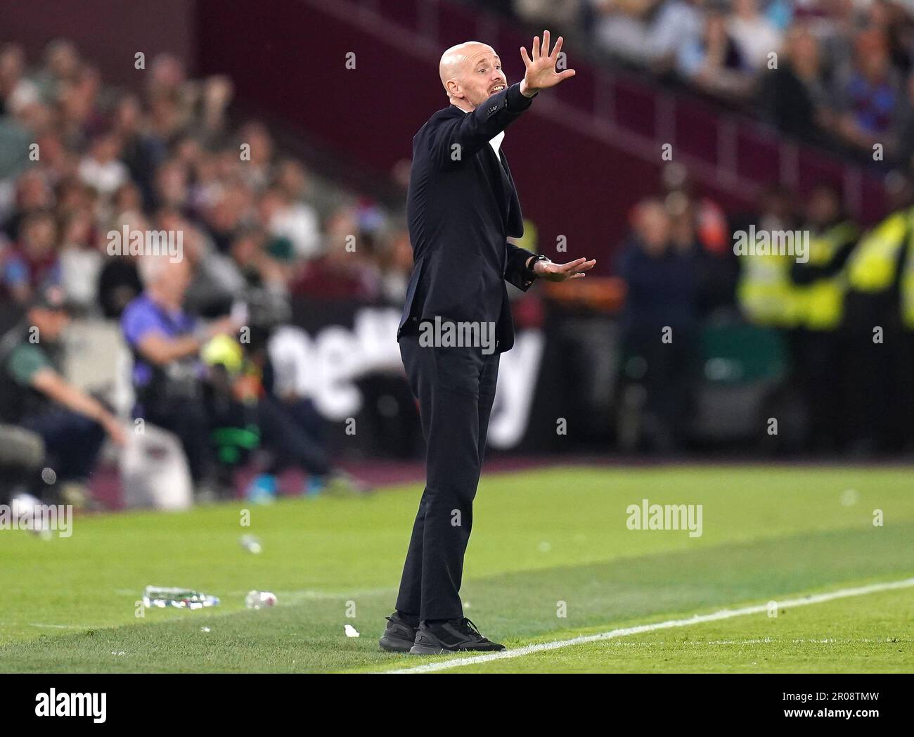 Manchester United manager Erik ten Hag instructs his players during the ...
