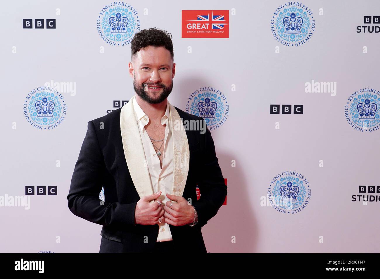 Calum Scott poses backstage at the Coronation Concert held in the ...