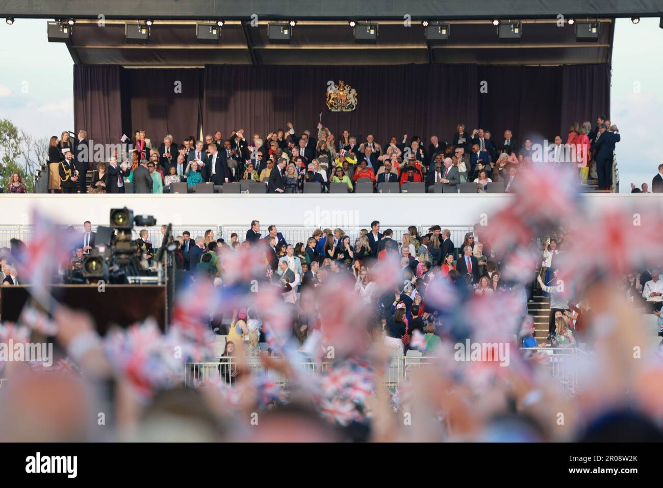 Guests are seen in the royal box ahead of the Coronation Concert held ...