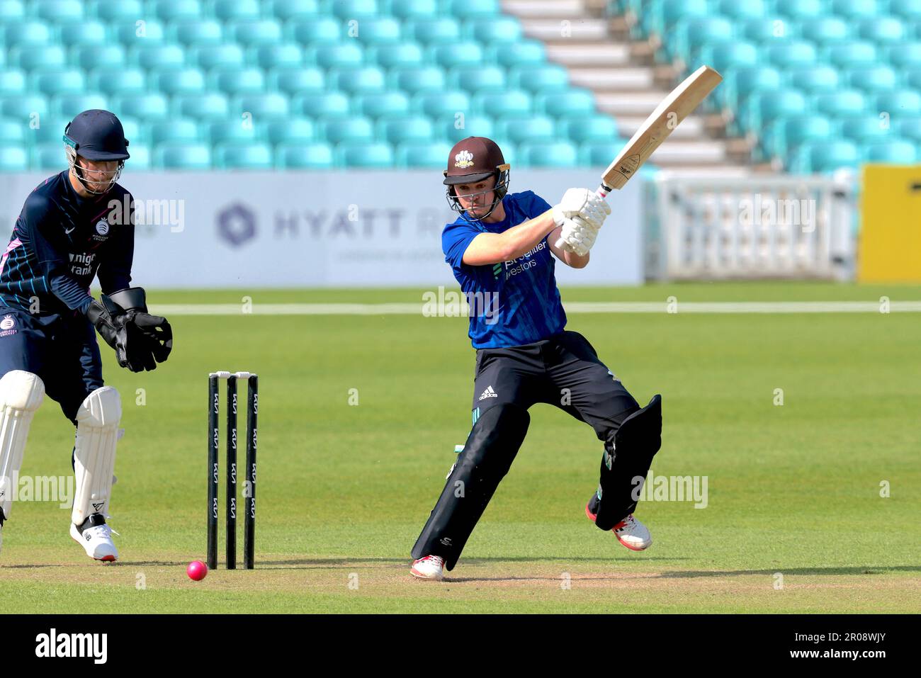 7 May, 2023, London, UK. Surrey’s Hayden Bishop batting as Surrey ...