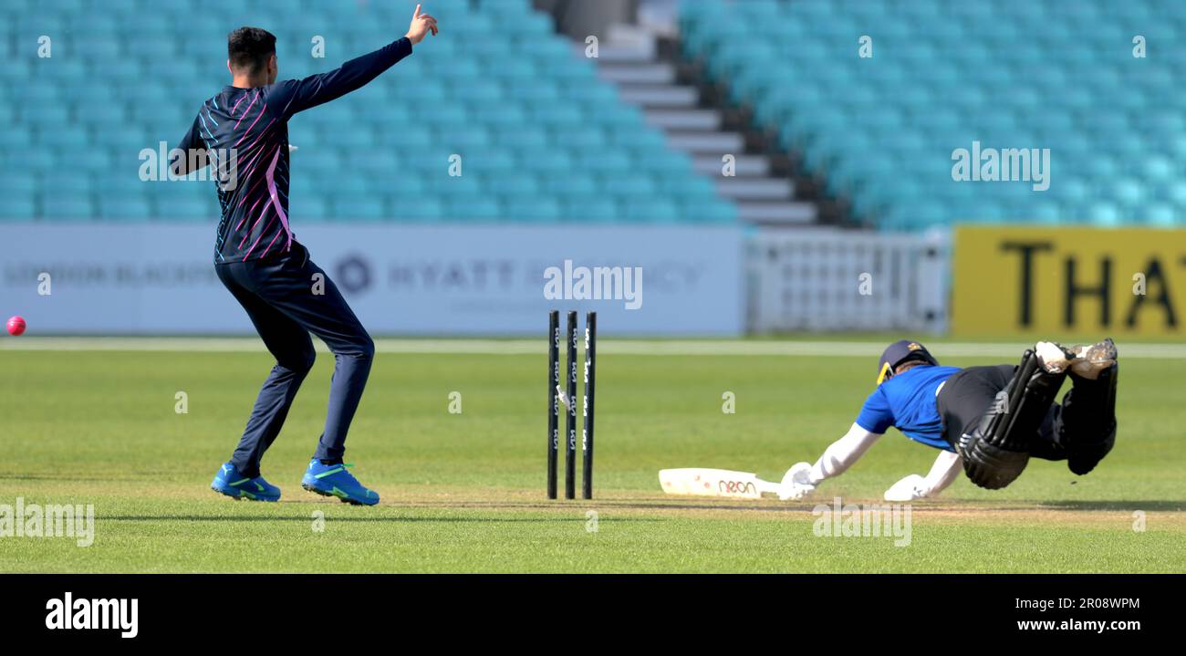 7 May, 2023, London, UK. Needing one run to win both Surrey batsmen ...