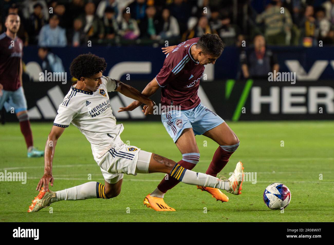 Colorado Rapids midfielder Danny Leyva (15) is fouled by Los Angeles ...