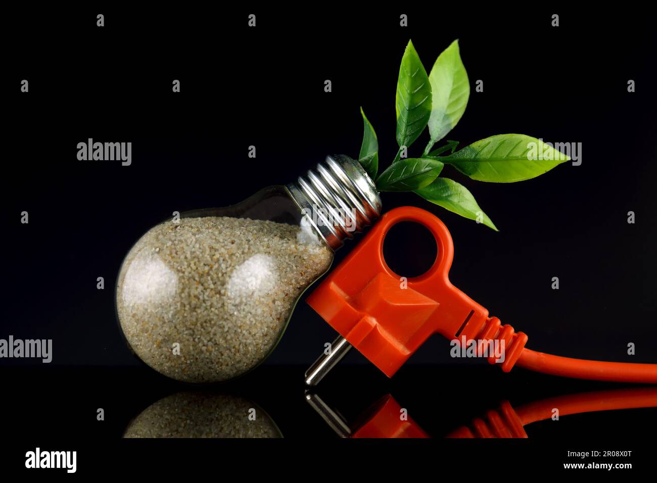 Plug and plant growing inside the light bulb. Green eco renewable ...