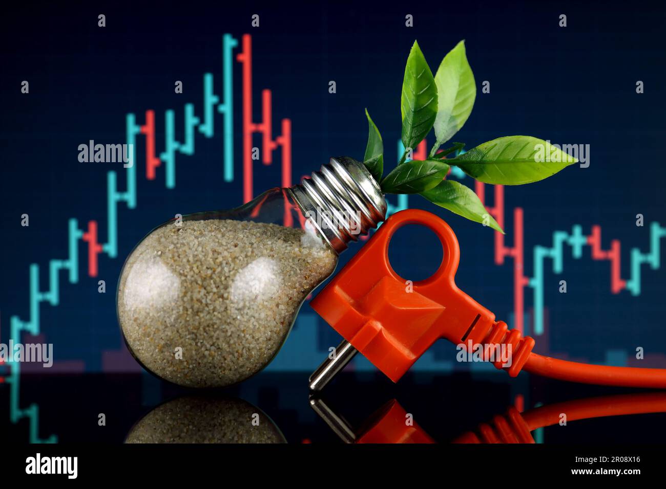 Plug and plant growing inside the light bulb. Green eco renewable ...