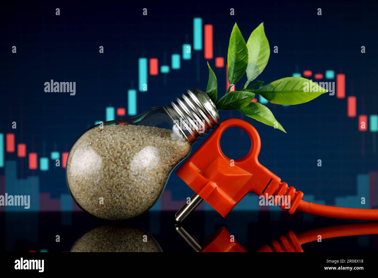 Plug and plant growing inside the light bulb. Green eco renewable ...