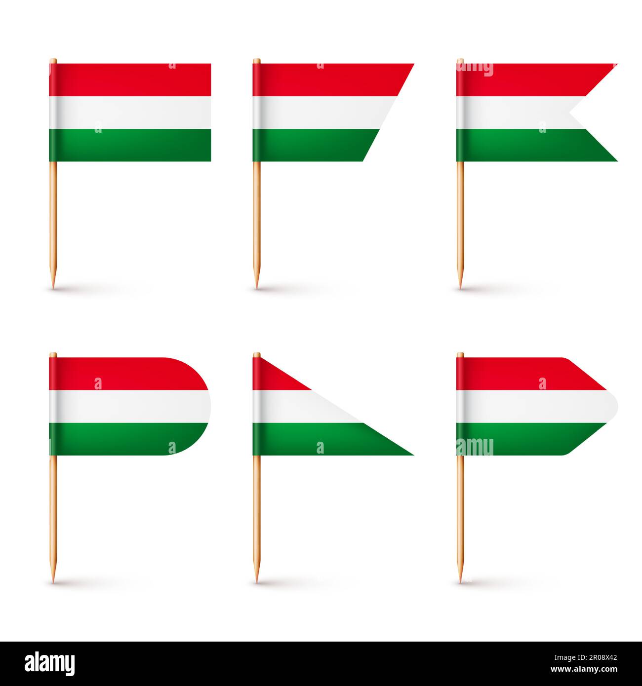 Realistic various Hungarian toothpick flags. Souvenir from Hungary ...