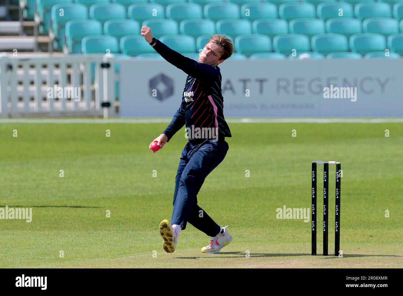 7 May, 2023, London, UK. Middlesex’s James Nordin bowling as Surrey ...