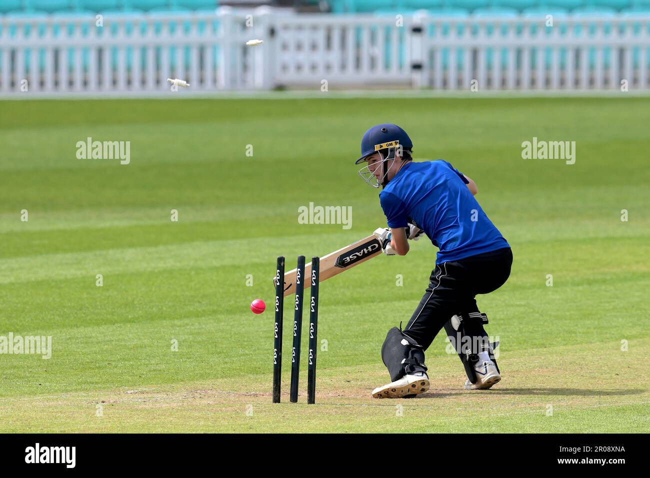 7 May, 2023, London, UK. Middlesex’s James Nordin bowls James Grindrod ...