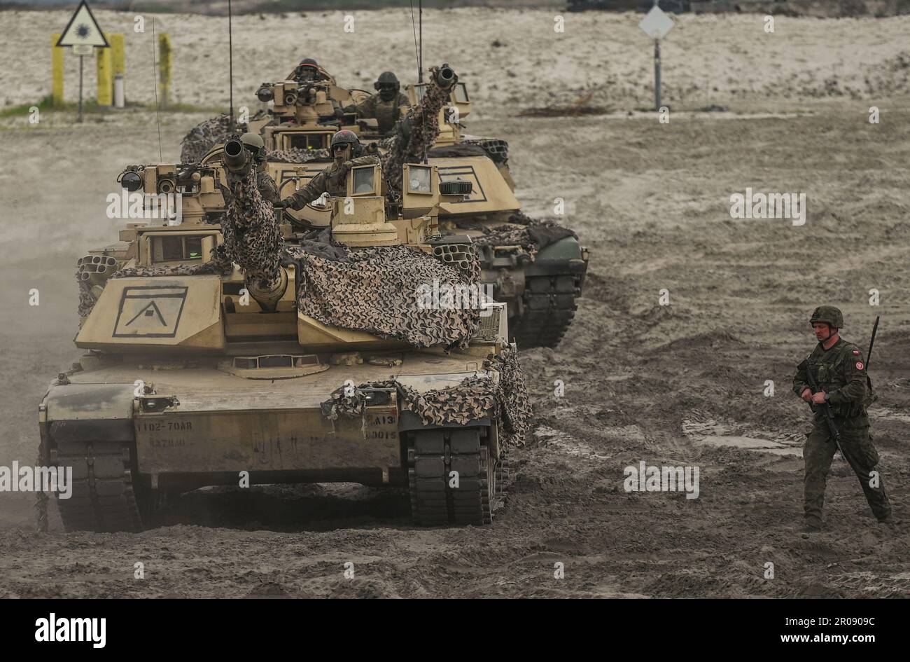 United States Army M1A2 Abrams tank seen during a high-intensity ...