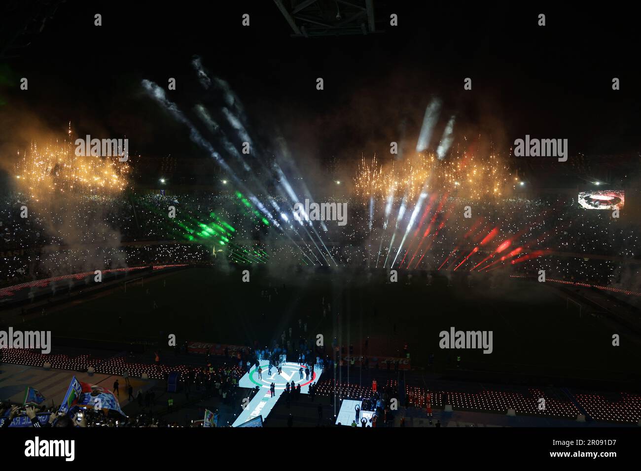 Naples, Italy. 07th May, 2023. Choreography with fireworks during the ...