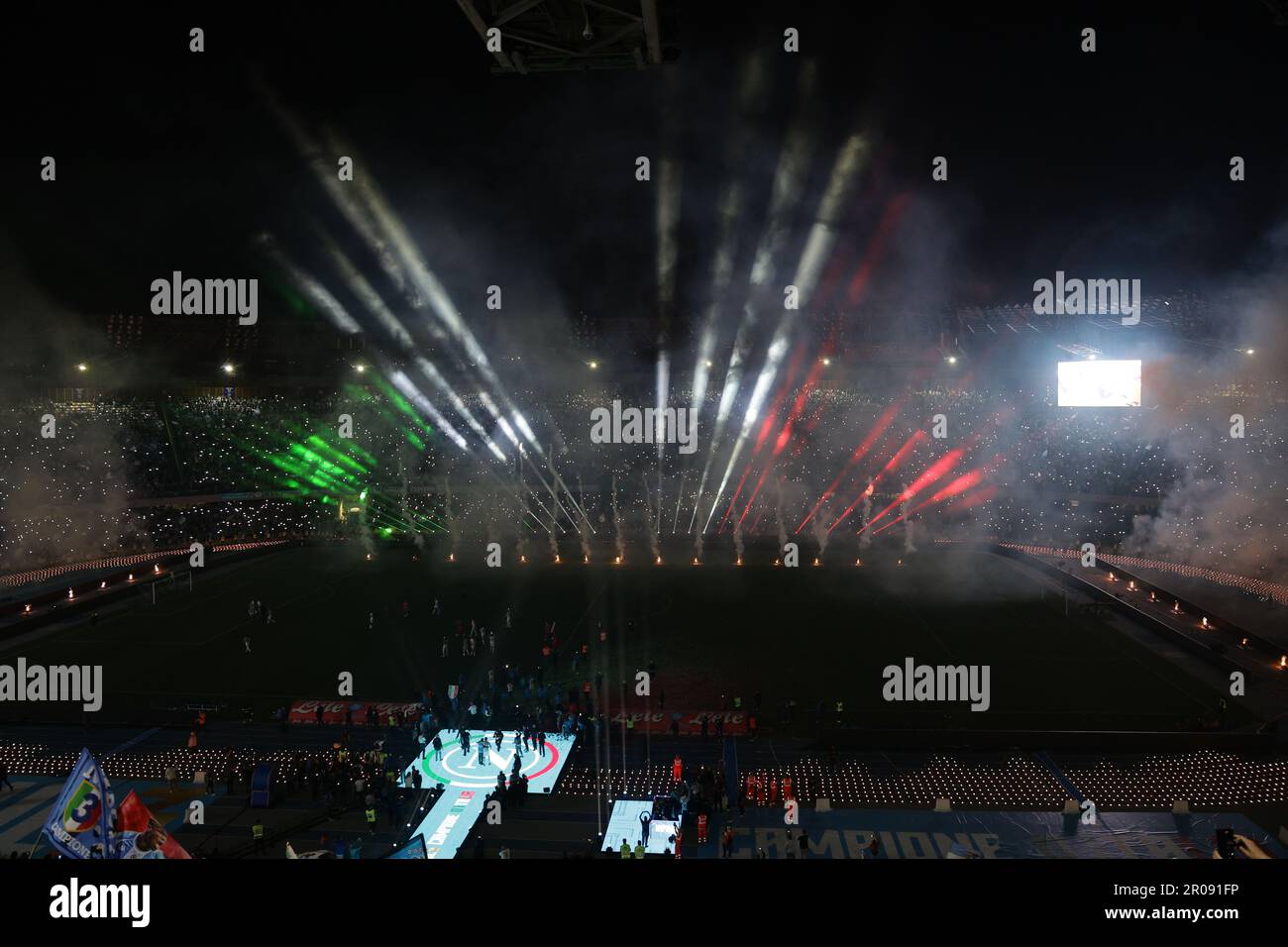 Naples, Italy. 07th May, 2023. Choreography with fireworks during the ...