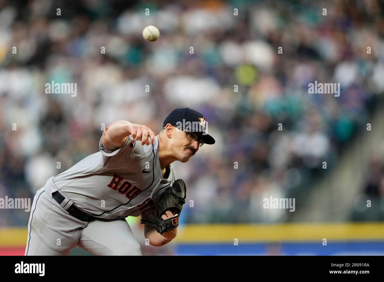 Houston Astros starting pitcher J.P. France throws against the Seattle ...