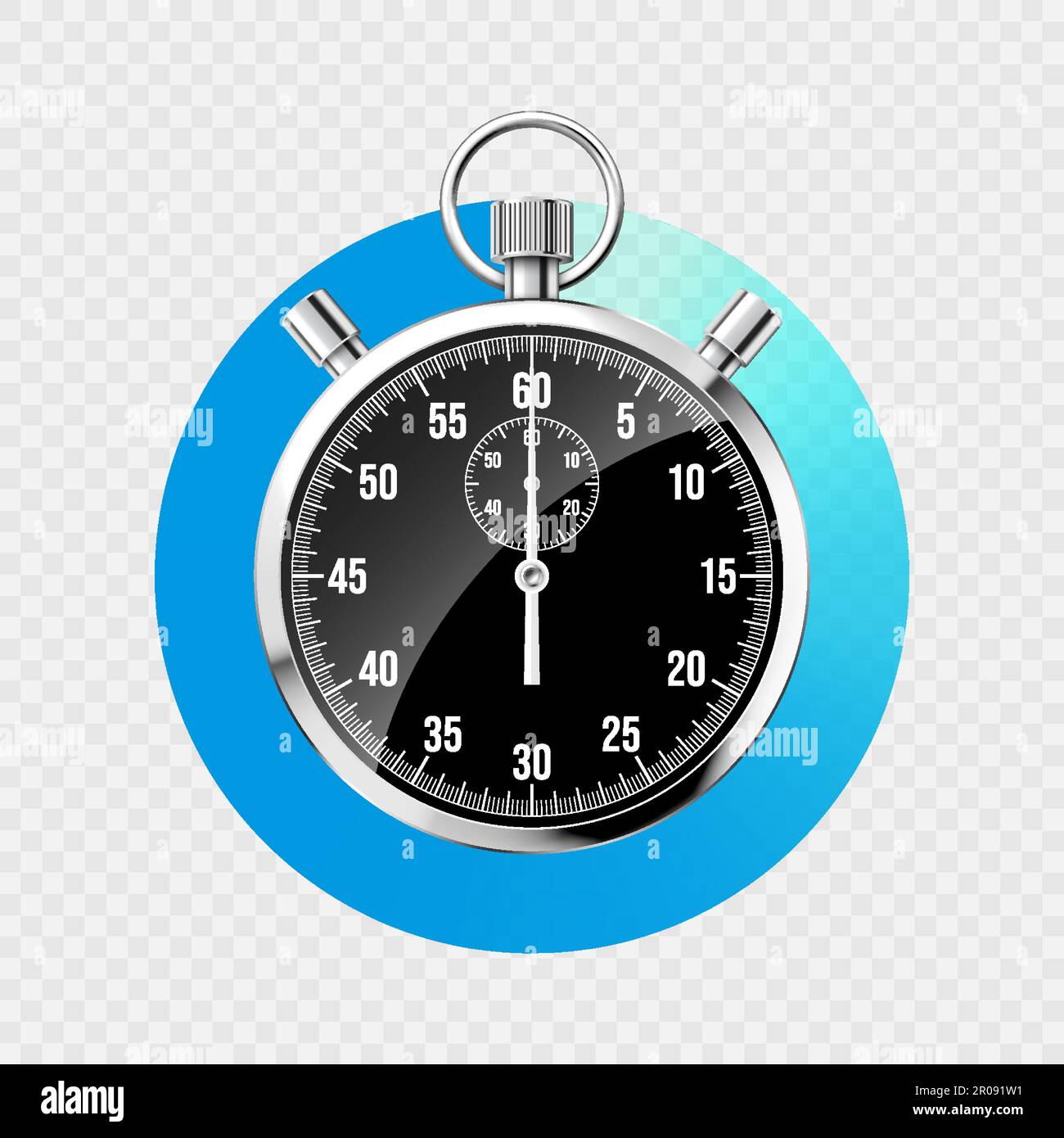 Realistic classic stopwatch. Shiny metal chronometer, black time ...