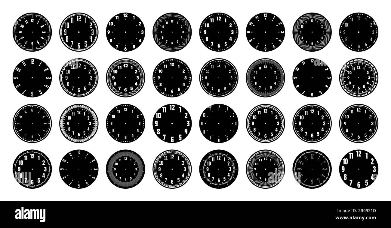 Mechanical clock faces, watch dial with numerals, bezel. Timer or ...