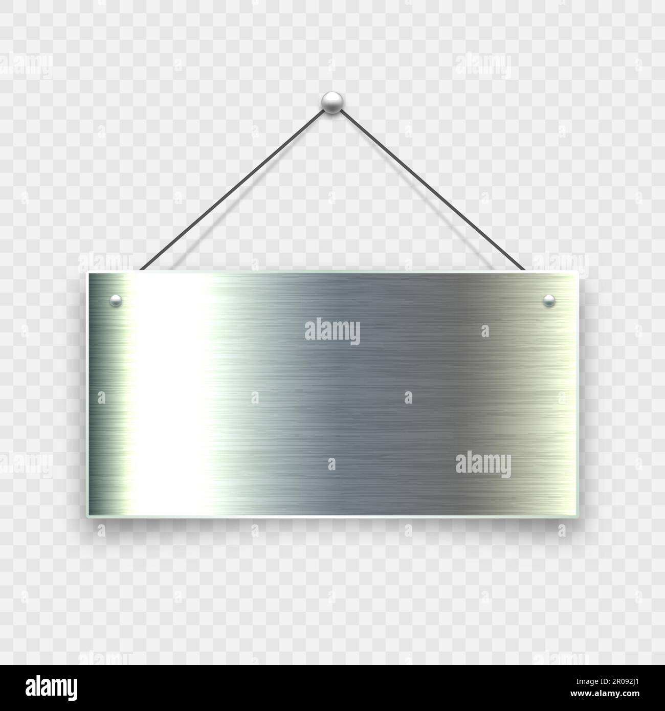 Brushed metal blank hanging signboard. Vintage door sign for cafe ...