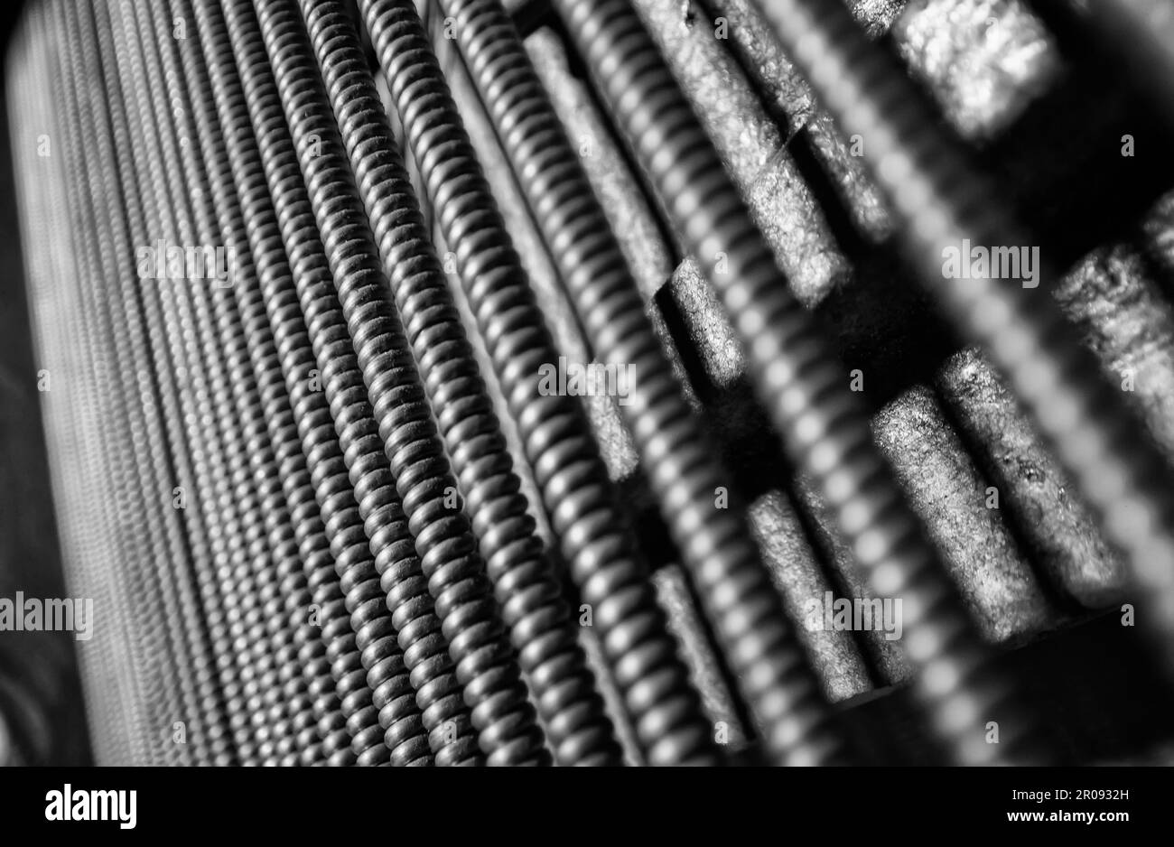 Inside the piano. Strings inside the upright piano Stock Photo - Alamy