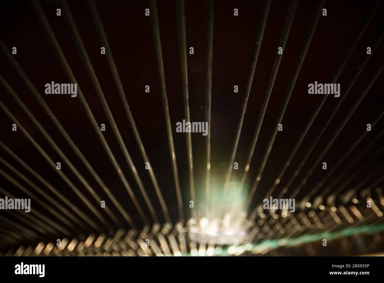 Inside the piano. Strings inside the upright piano Stock Photo - Alamy