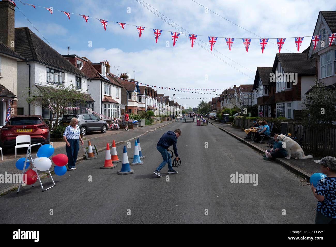 King Charles III street parties celebrate on residential road Stock ...