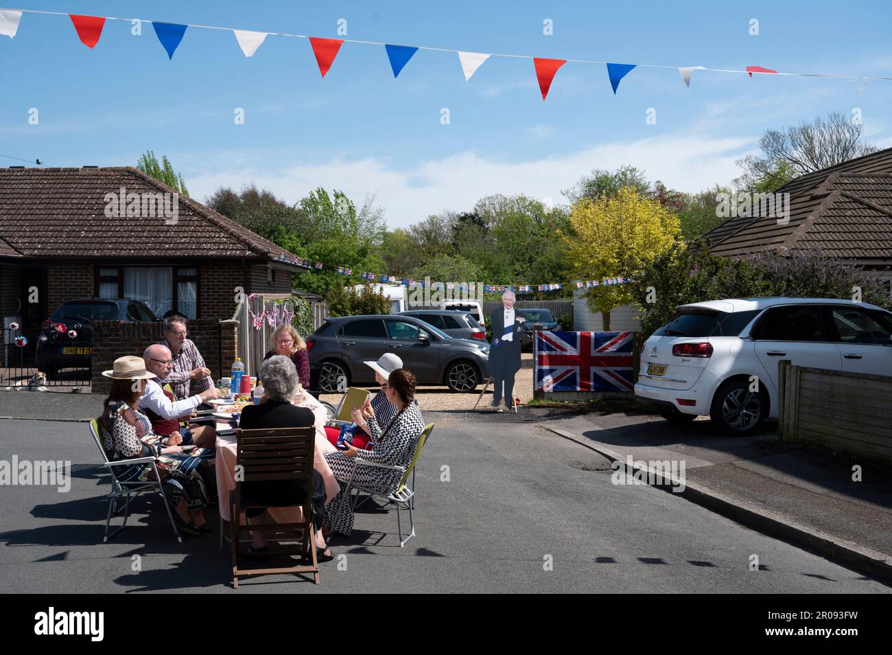 King Charles III street parties celebrate on residential road Stock ...