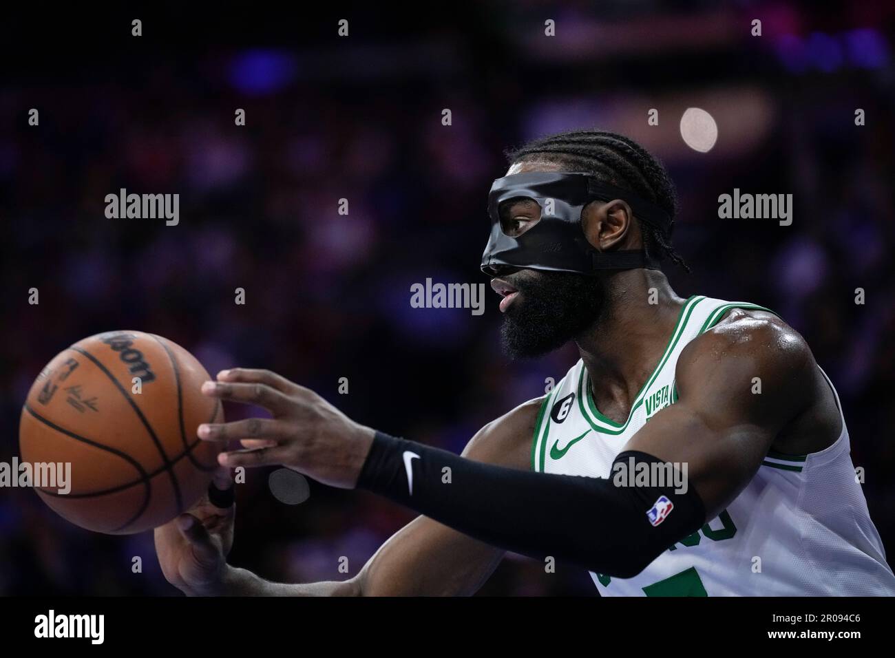 Boston Celtics' Jaylen Brown passes the ball during the first half of ...