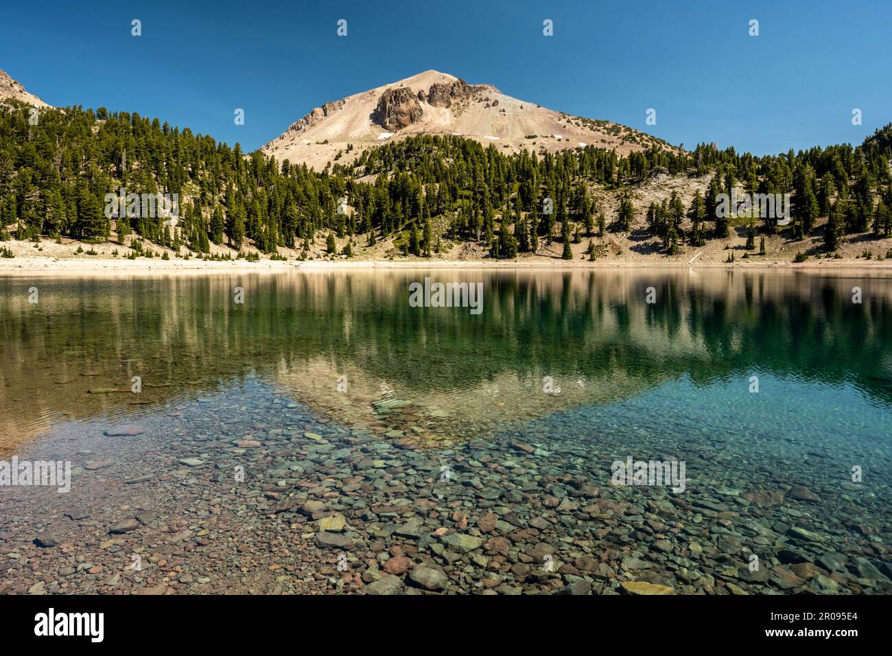 Colorful Rocks Below the Surface of Lake Helen in Lassen Volcanic ...
