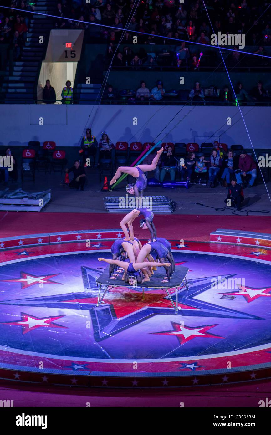 Falcon Heights, Minnesota. Women acrobats performing at the circus ...