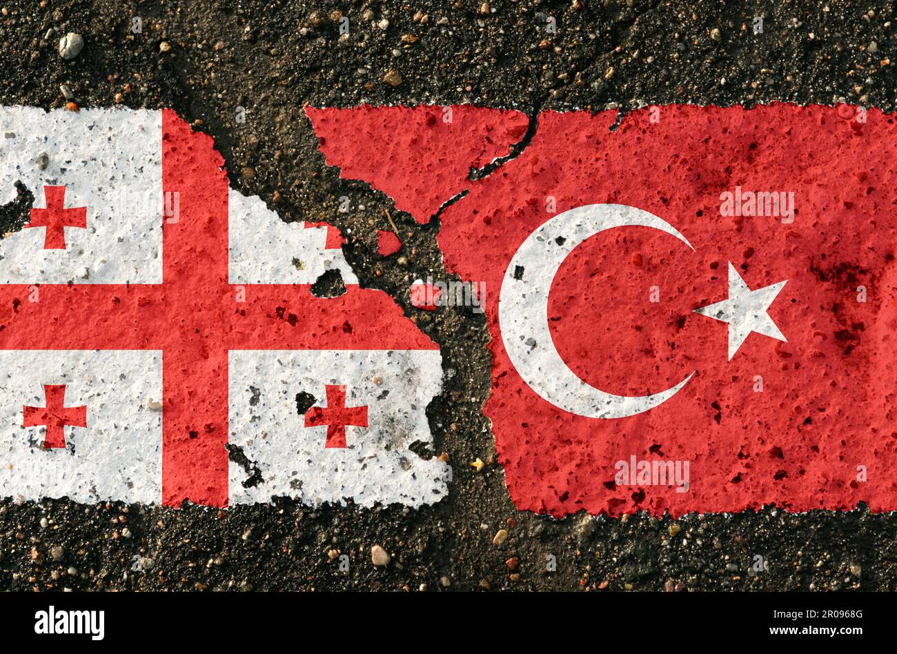 On the pavement there are images of the flags of Georgia and Turkey, as ...
