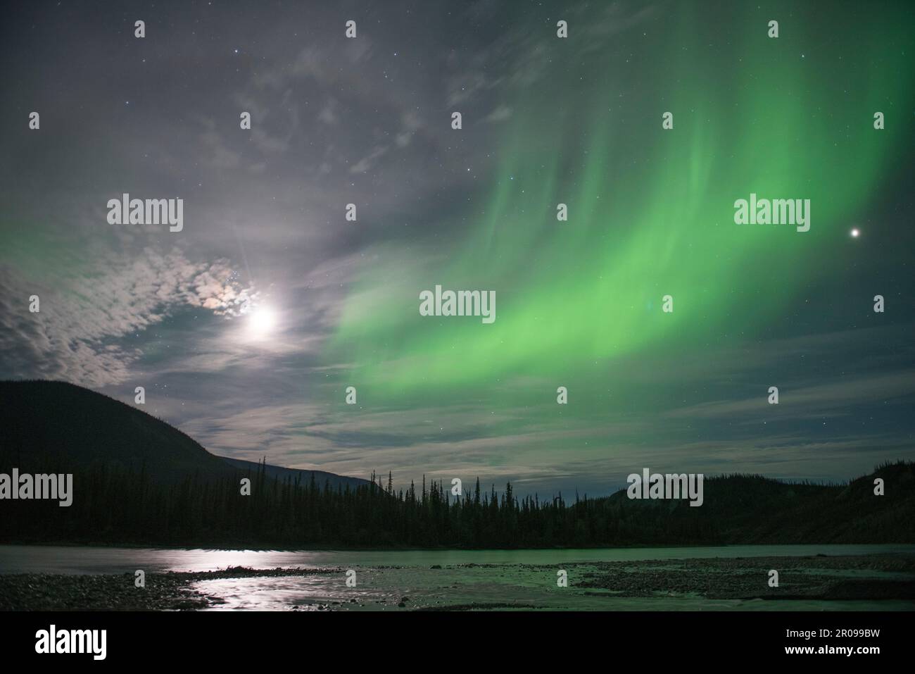 Northern lights over the Nahanni River, Northwest Territories, Canada ...