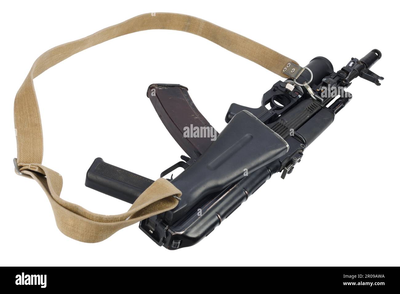 Modern kalashnikov 5.45x39 mm AK 74M assault rifle with 40 mm underbarrel grenade launcher ...