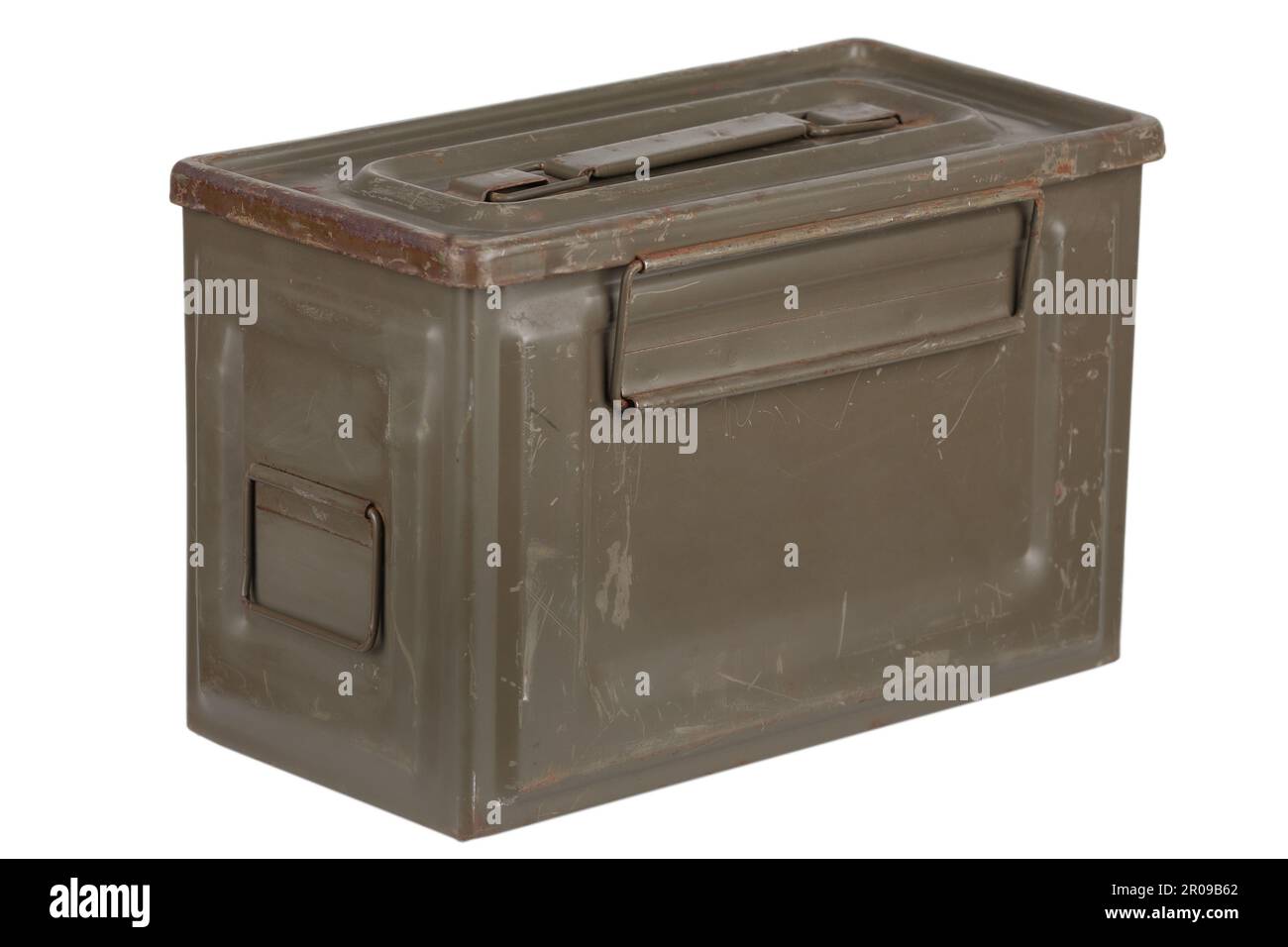 US army green metal .50 cal ammo box isolated on white Stock Photo - Alamy