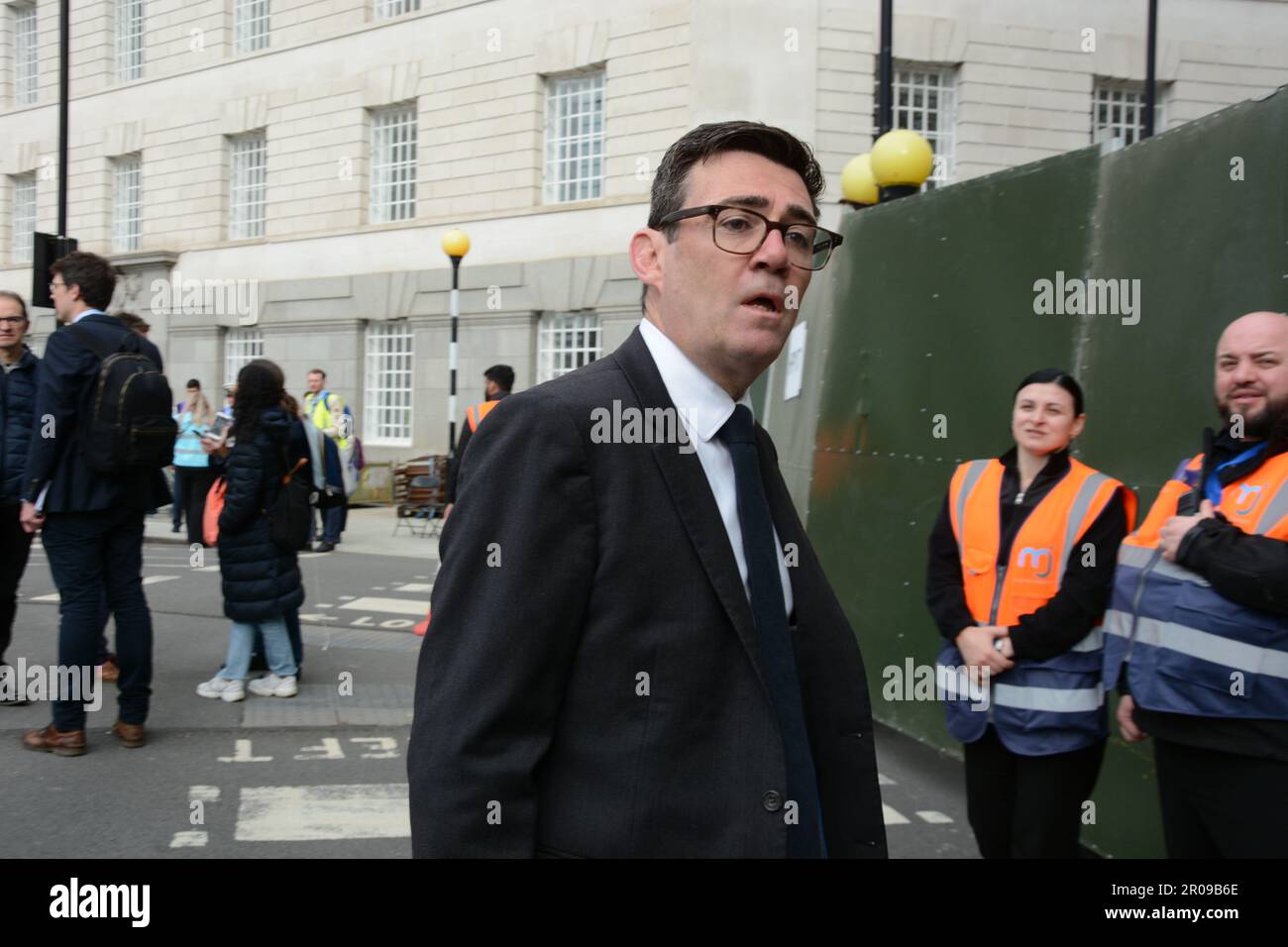 Andy Burnham arrives early for the coronation of King Charles III Stock ...