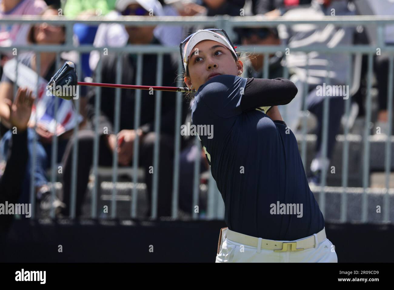 Thailand's Atthaya Thitikul hits from the first tee during the finals ...