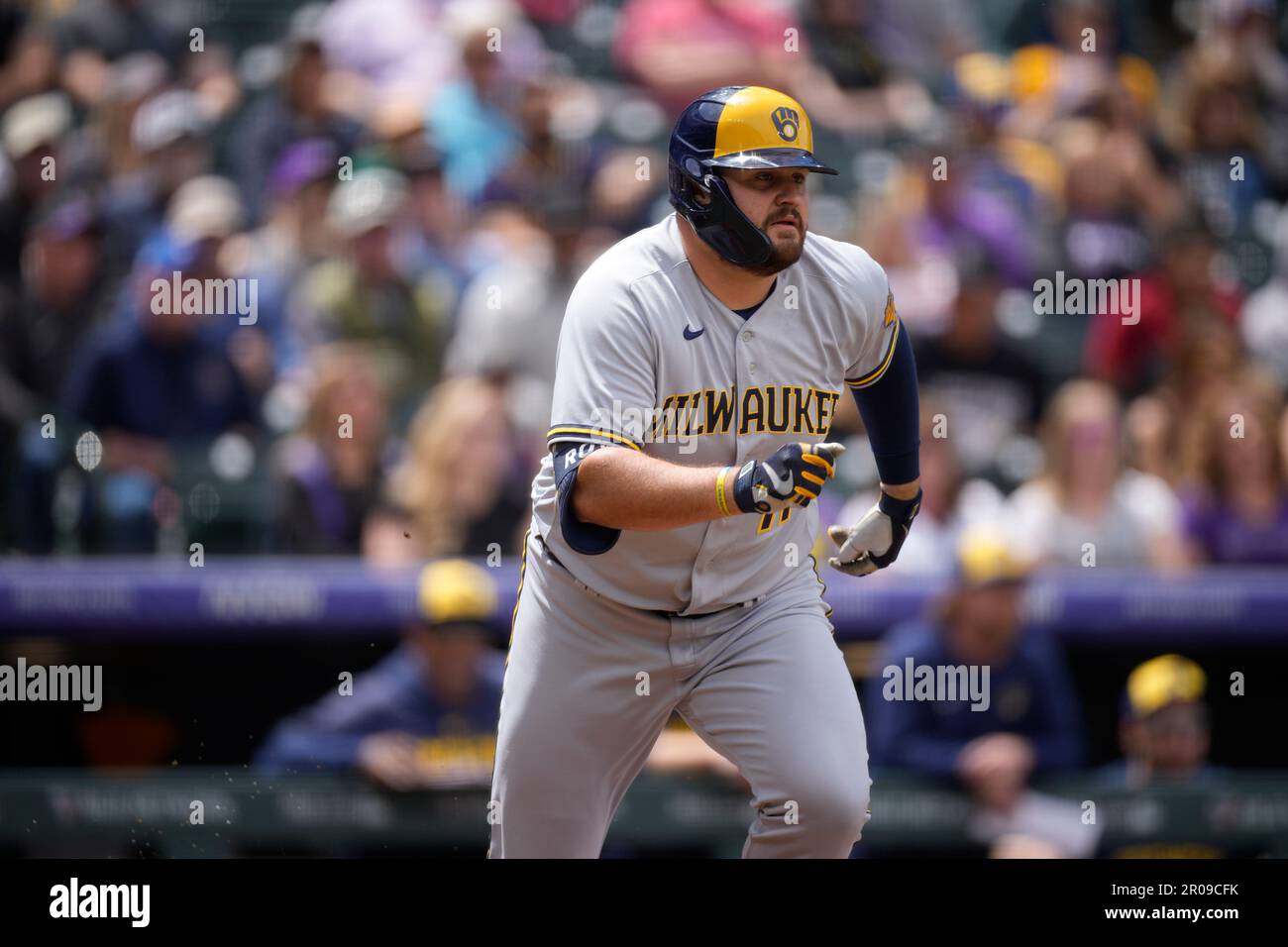 Milwaukee Brewers first baseman Rowdy Tellez (11) in the third inning ...
