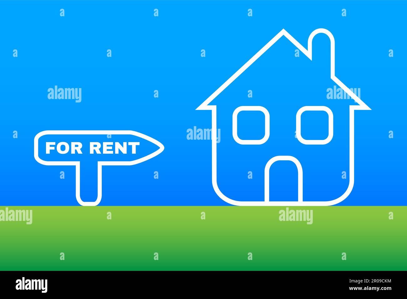 Conceptual illustration related with the rent of home. New white house ...