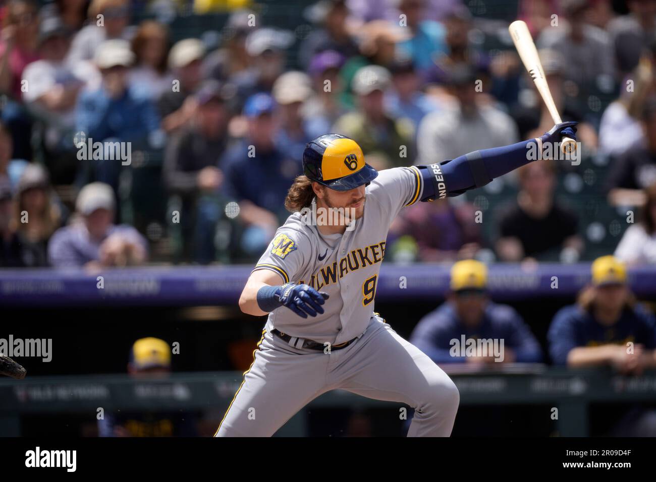 Milwaukee Brewers third baseman Brian Anderson (9) in the fourth inning ...