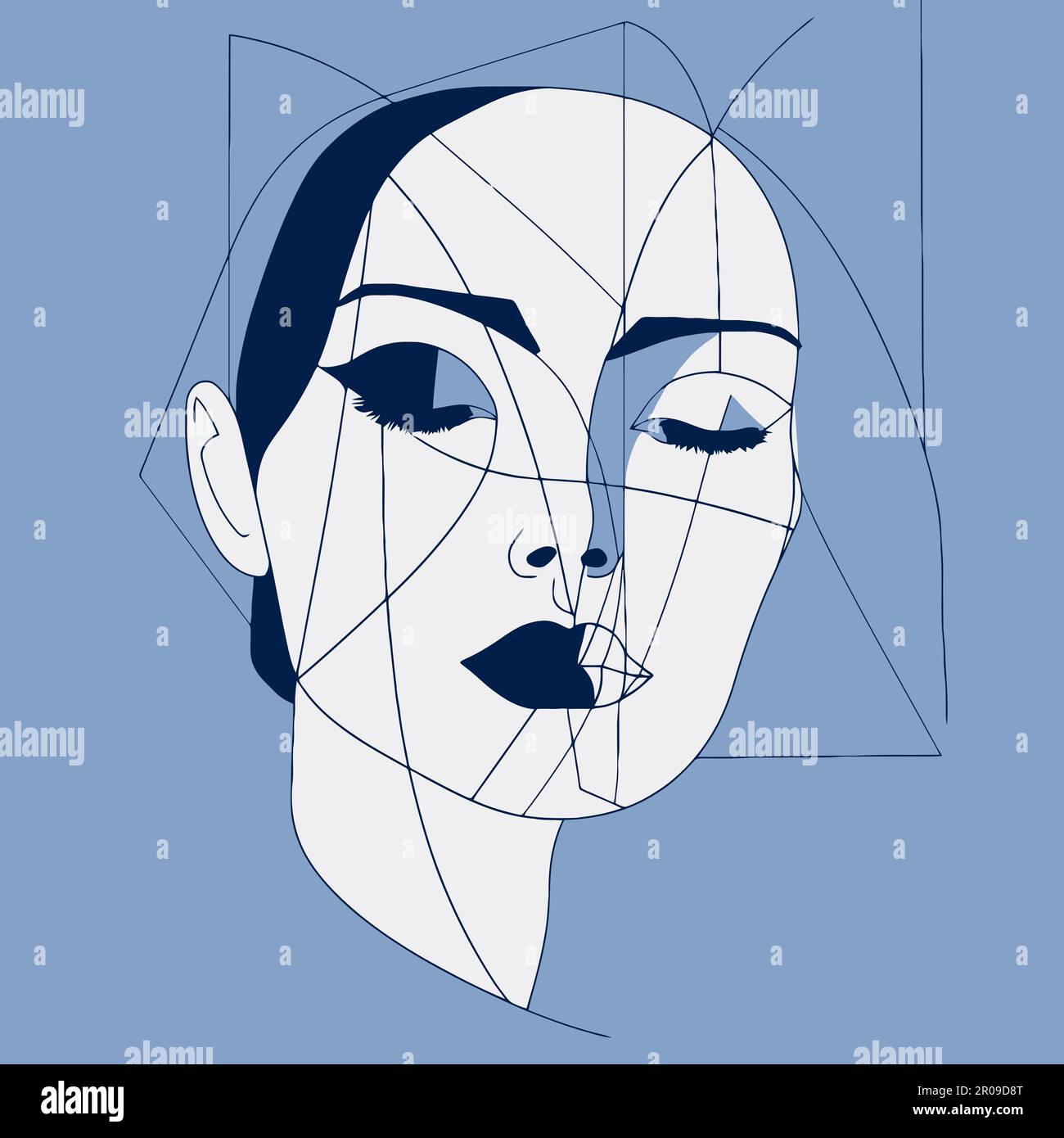 Innovative Minimalist Face Art: Abstract Woman in Geometric Shapes ...