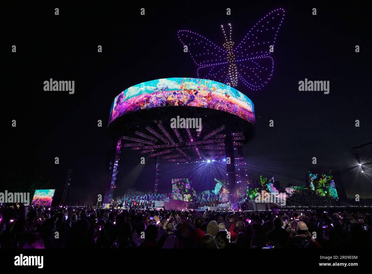 A drone display during the Coronation Concert held in the grounds of ...