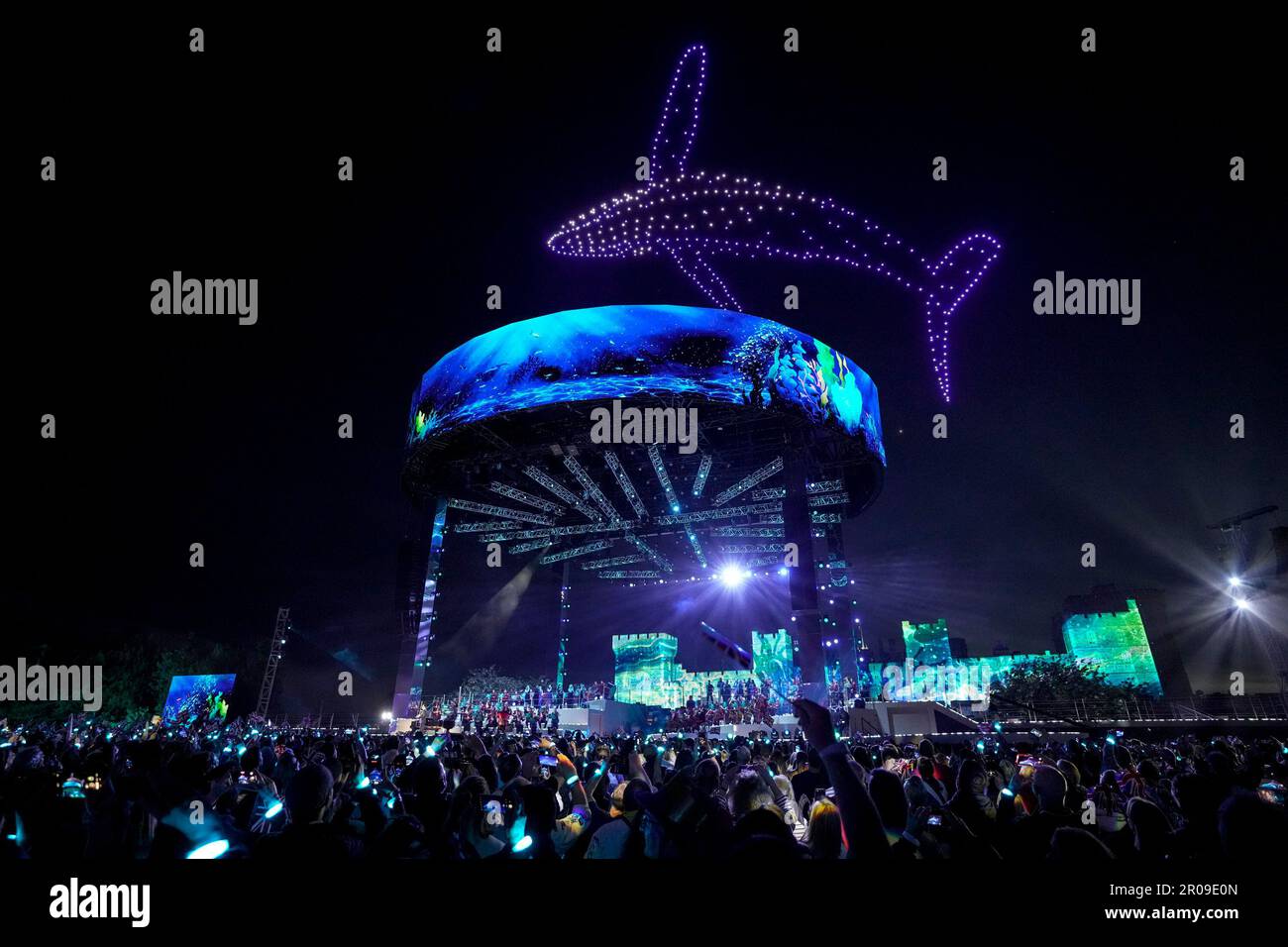 A drone display during the Coronation Concert held in the grounds of ...