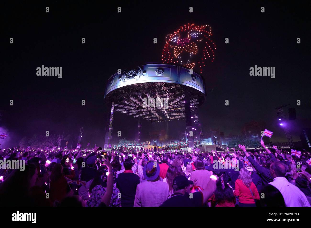 A drone display during the Coronation Concert held in the grounds of ...