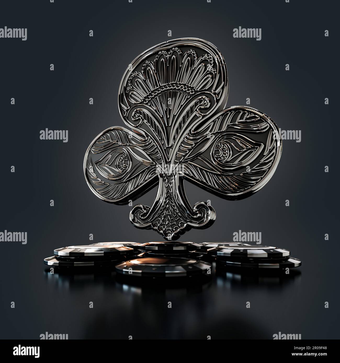 Ace and poker chips, stack of silver poker chips under play card icon ...