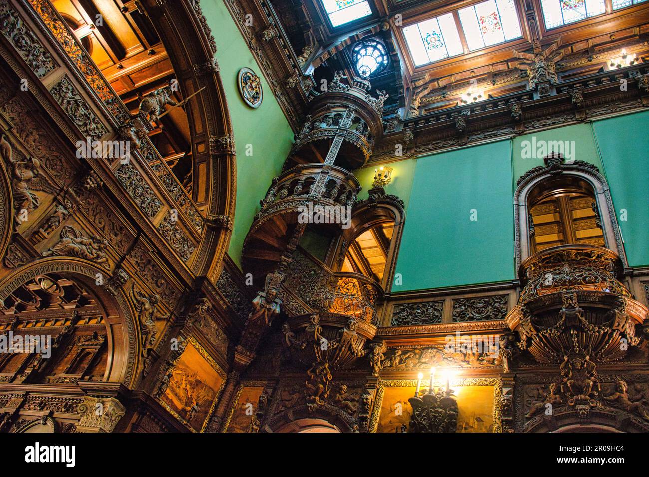Spiral Staircase in Peles Castle in Sinaia, Romania Stock Photo - Alamy