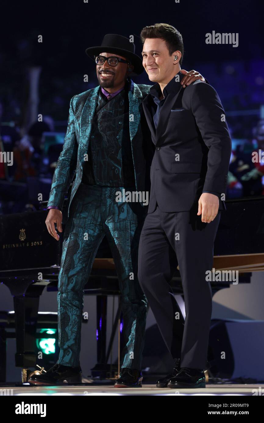 Alexis Ffrench and Zak Abel performing at the Coronation Concert held ...