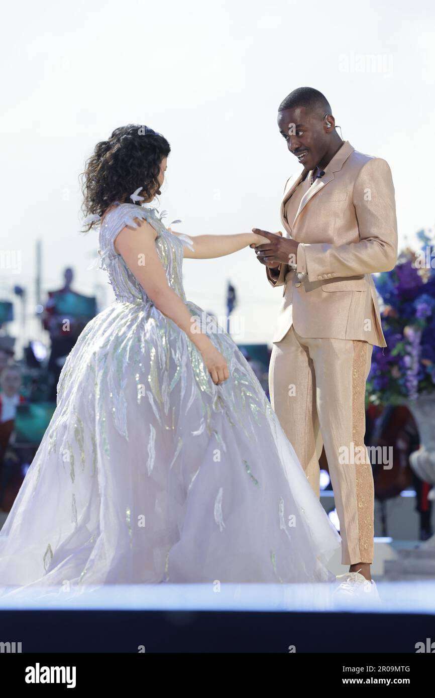Mei Mac and Ncuti Gatwa performing at the Coronation Concert held in ...