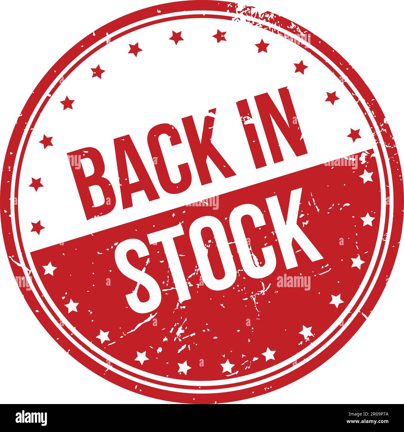 Back in stock Rubber Stamp. Red Back in stock Rubber Grunge Stamp Seal ...